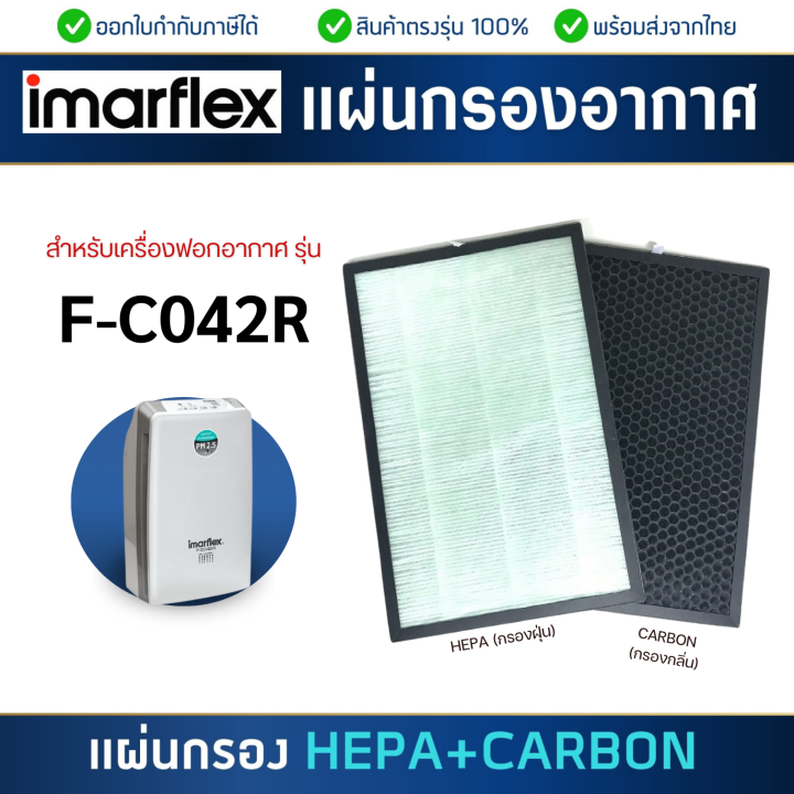 แผ่นกรองอากาศ imarflex รุ่น F-C042R สำหรับเครื่องฟอกอากาศ อิมาร์เฟล็กซ์ Air Purifier Filter ...