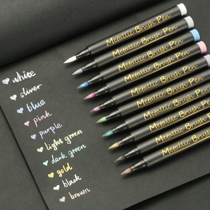 Color Marker Calligraphy Pen Metallic Brush Pen Soft Head DIY Album ...