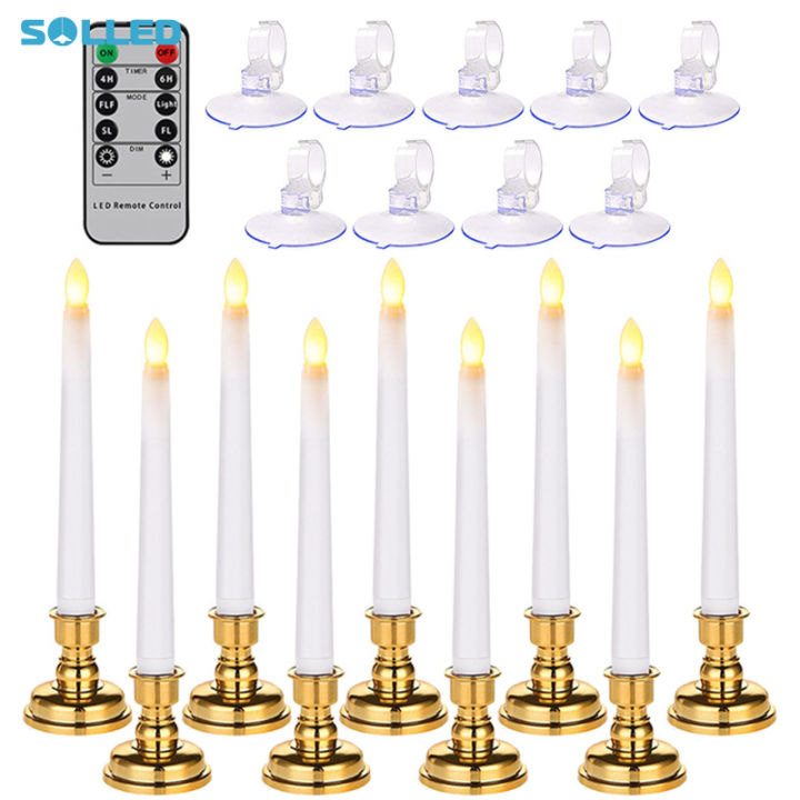 SOLLED Led เทียนไฟฟ้าชุดหลอดไฟมีถ้วยดูดรีโมทคอนโทรล4โหมดแฟลชปรับความ ...