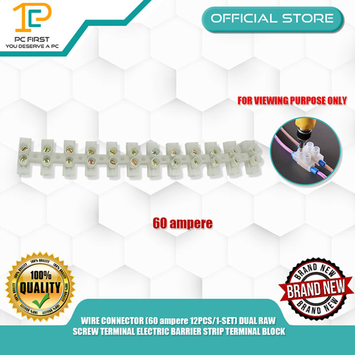 PC FIRST WIRE CONNECTOR (60 ampere 12PCS/1-SET) DUAL RAW SCREW TERMINAL ...