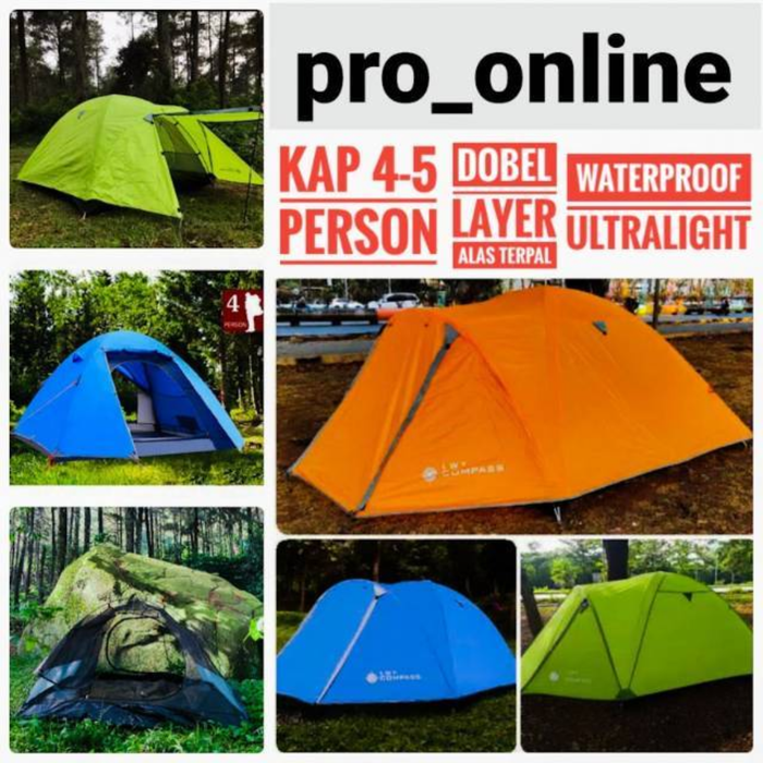 Tenda Camping COMPASS / Dobel Layer / kap 4-5 orang Tenda Kemping ...