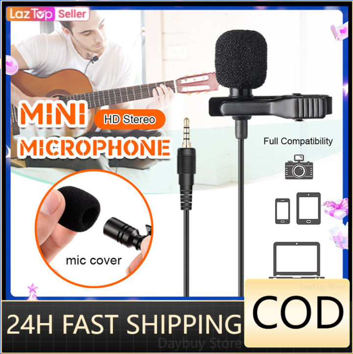 Mini Microphone for PC 3.5mm Collar Clip Microphone Recording Studio ...