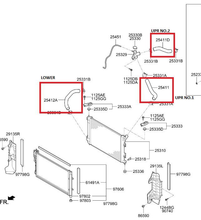 RADIATOR HOSE UPPER & LOWER GENUINE PART (ORIGINAL) [UPR 25411-3X100 ...