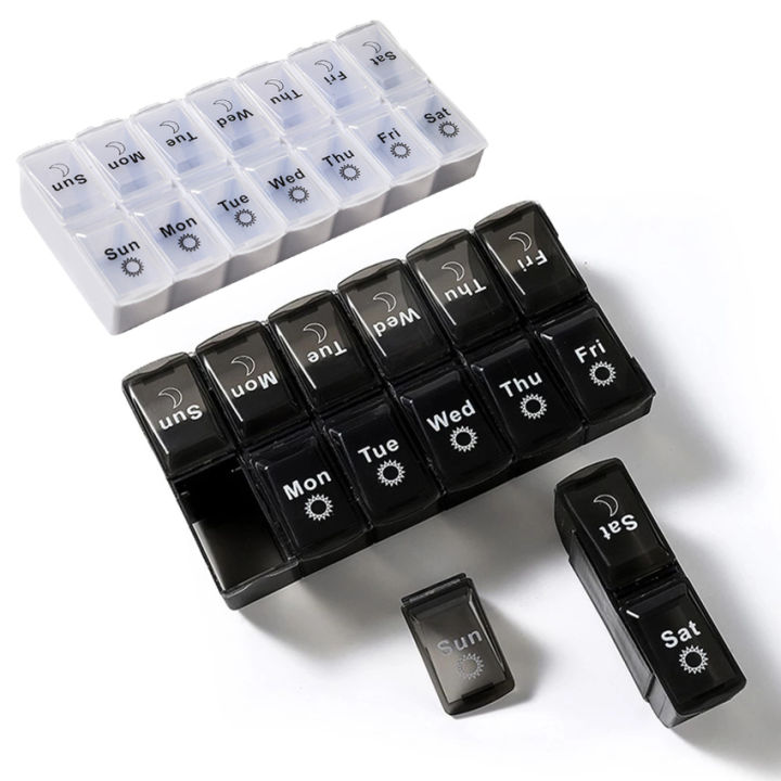 7-day double-row 14-compartment pill dispenser storage box, detachable ...