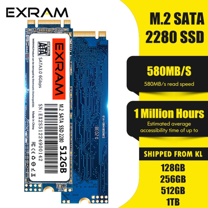 EXRAM SSD M.2 M2 NGFF 2280 3D SATA3 NAND แฟลชดิสก์โซลิดสเตทไดรฟ์ภายใน ...