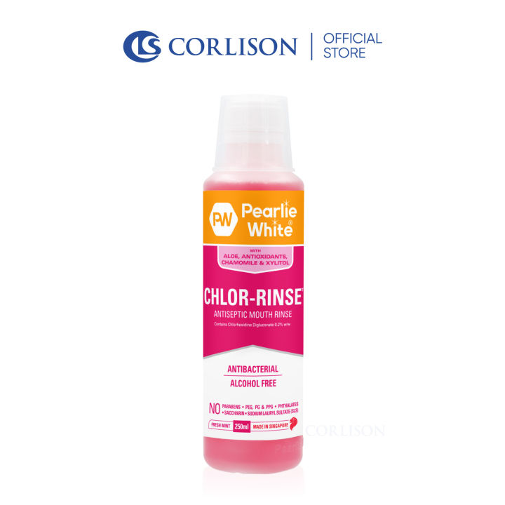Pearlie White Chlor-Rinse Alcohol Free Antiseptic Mouth Rinse 250ml ...