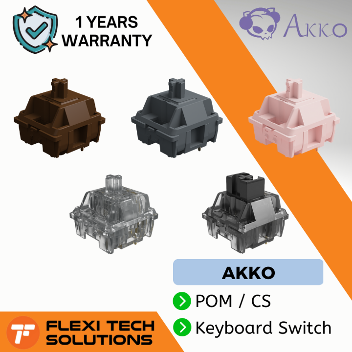 Flexi Tech AKKO POM Brown & Silver & Pink / CS Crystal Silver Keyboard ...