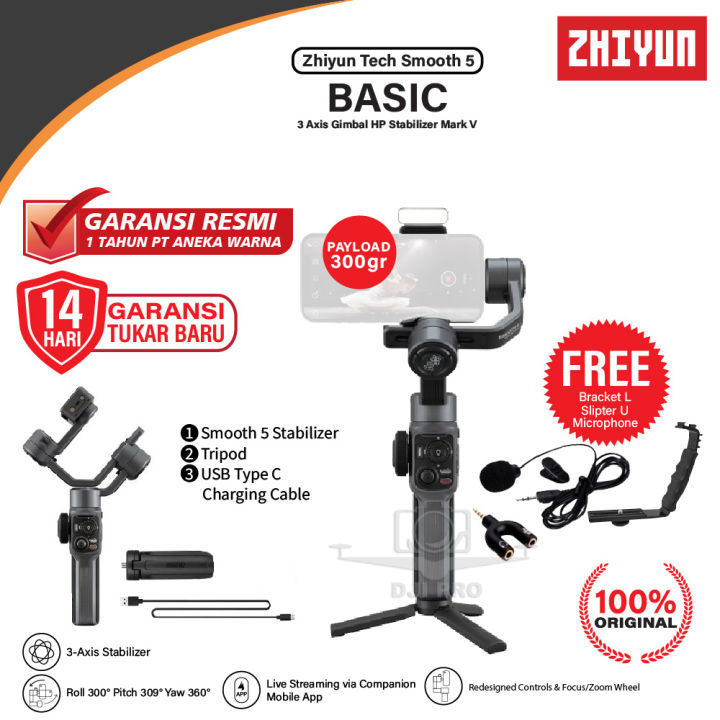 Zhiyun Tech Smooth 5 - 3 Axis Gimbal HP Stabilizer Smartphone Mark V | Lazada Indonesia