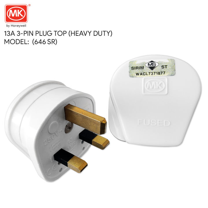 MK 646 WHI 13A Heavy Duty 3 PIN Bakelite PLUG TOP 250V with SIRIM ...