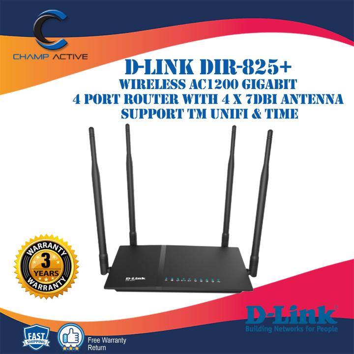 D-LINK DIR-825 Wireless AC1200 Gigabit 4 Port Router with 4 x 7dBi ...