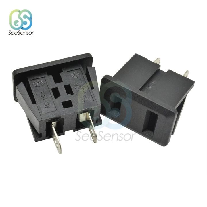 5pcs Ac 15a 125v 2 Pin Us Plug Panel Mount Us Outlet Power Socket Black ...