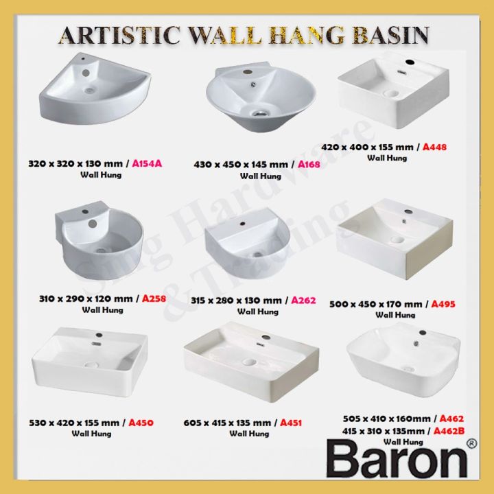 Baron A495 Artstic Basin with Free popup waste A462 A451 A450 A448 A262 ...