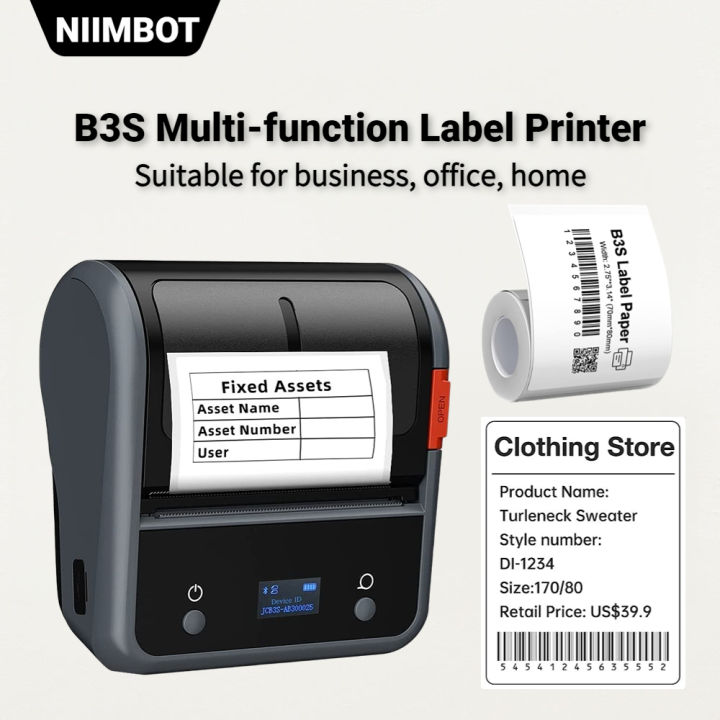 Niimbot B3S Label Printer Inkless Bluetooth Portable Mobile Phone Printer Supermarket Price Tag ...