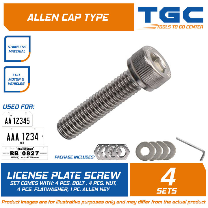 4 PCS Stainless ( LTO License Plate Screw ) for Car Plate Motorcycle ...