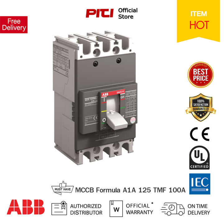 ABB MCCB A1A 125 TMF 100A 3P (10kA) Formula Series เบรกเกอร์ Breaker ...