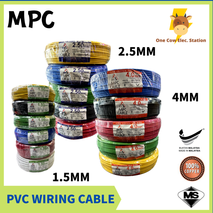 MPC KABEL 1.5/2.5/4 mm² PVC Insulated Wiring Cable 100% Pure Copper ...
