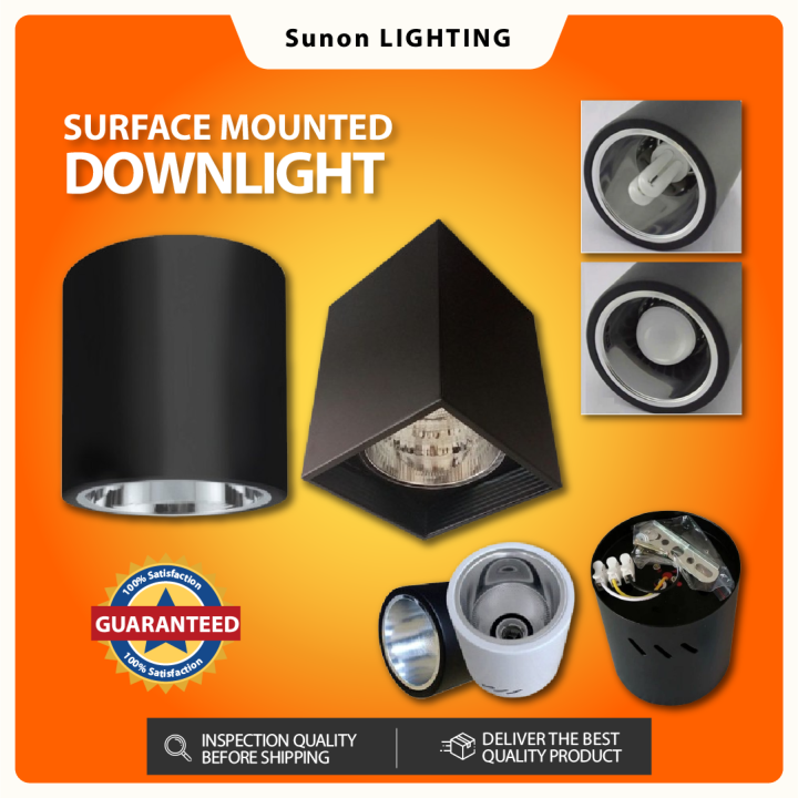 LED Surface Downlight 6” E27 Flush surface mounted Downlight Round *FOC ...