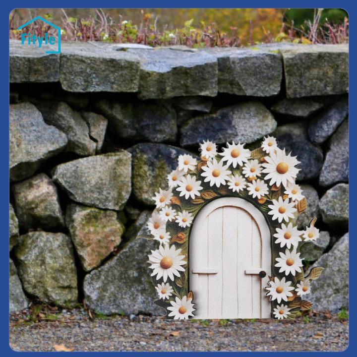 Fityle Miniature Fairy Garden Door Wood Fairy Gate for Outdoor Lawn ...