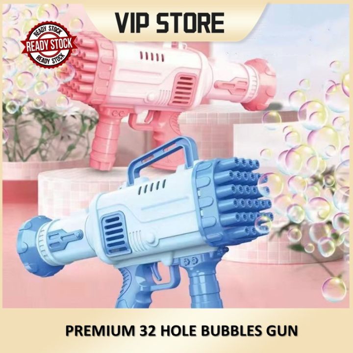 FULL SET 32 Holes Bubble Machine Bubbles Blow Machine With Battery ...