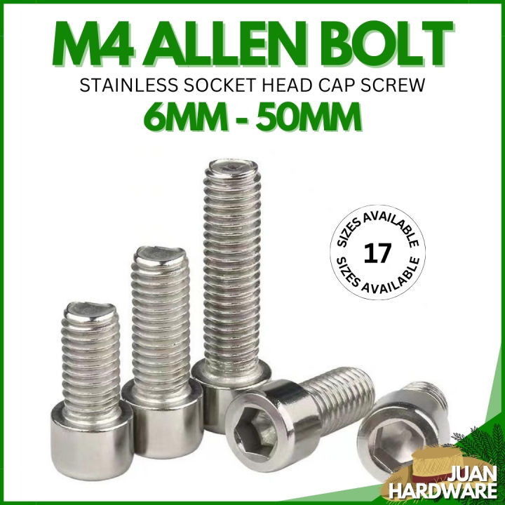 (20 PCS) M4 Allen Bolt Stainless Steel 4mm Thread Socket Head Cap Screw Bolts JuanHardware ...