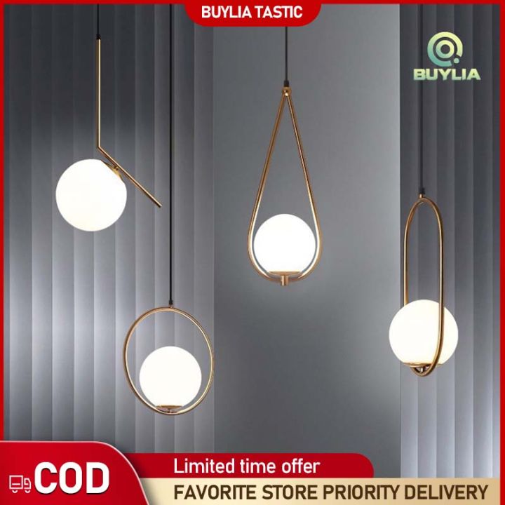 B&T Pendant Light Nordic Modern Design Round Glass Ball Hanging Lamp ...
