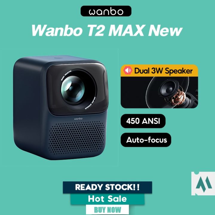 Wanbo New T2 MAX Projector 4K Decode Auto-Focus 3W Speaker 450ANSI Mini ...