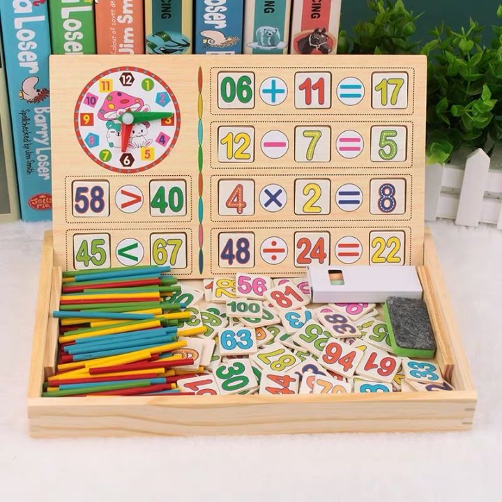 Wooden Math Operations Learning Box with Black Board | Lazada PH