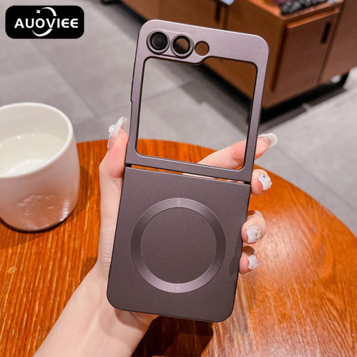 AUOVIEE Case For Galaxy Z Flip 5 4 3 Luxury Wireless Charge For Magsafe ...