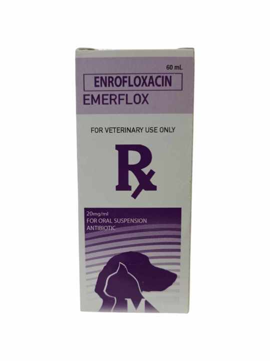 EMERFLOX Enrofloxacin Antibiotics Oral Suspension for Cats & Dogs 60ml ...
