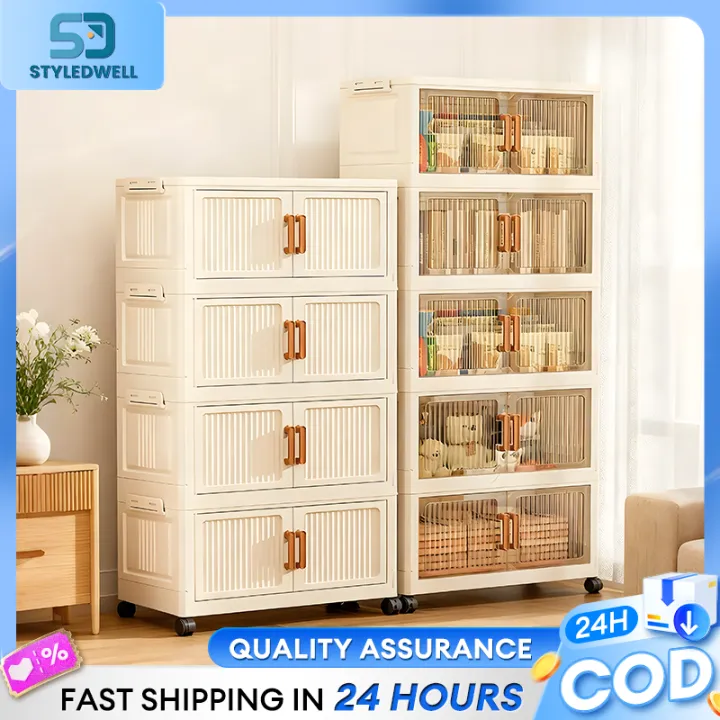 【𝗡𝗘𝗪 𝟮𝟬𝟮𝟱】 StyleDwell 40-70cm Width Foldable Storage Cabinet 3-6 Layers ...