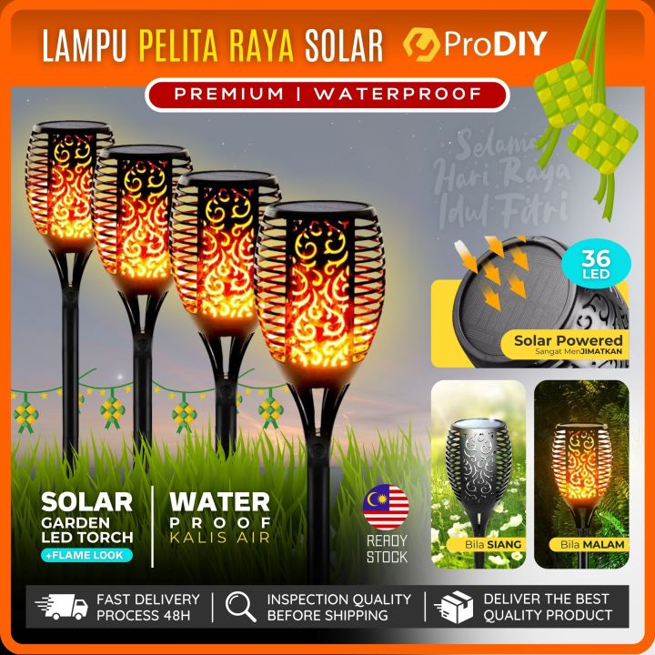 Waterproof Lampu Pelita Solar light with Flickering Flame Torch Light ...