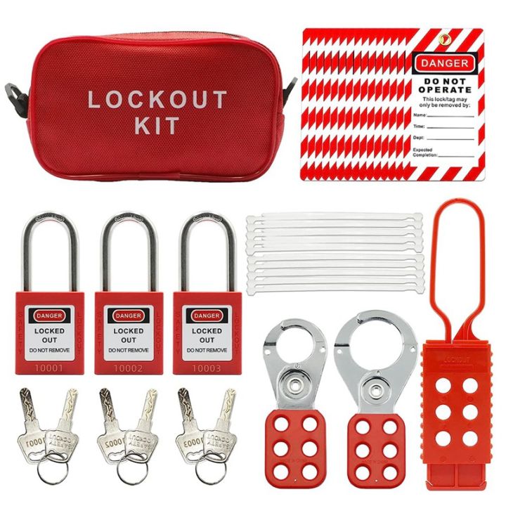 (BGIC) Lockout Tagout Set -Lockout Tagout Tag, Nylon Tie, Nylon Storage ...