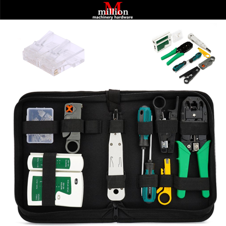 RJ45 Crimping Plier Network Crimper Tools Kit With 50 Connector LAN ...
