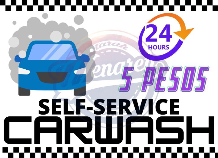 Laminated Signage fro Car wash 5 Pesos Piso Coin Self Service A4 Size ...