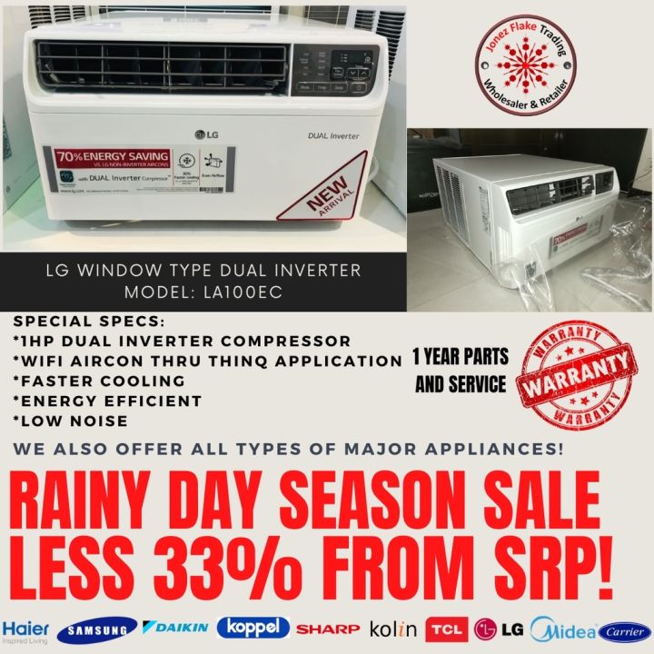 LG LA100GC & LA100GC2 1 HP DUAL INVERTER WINDOW TYPE AIRCON (COMPACT ...