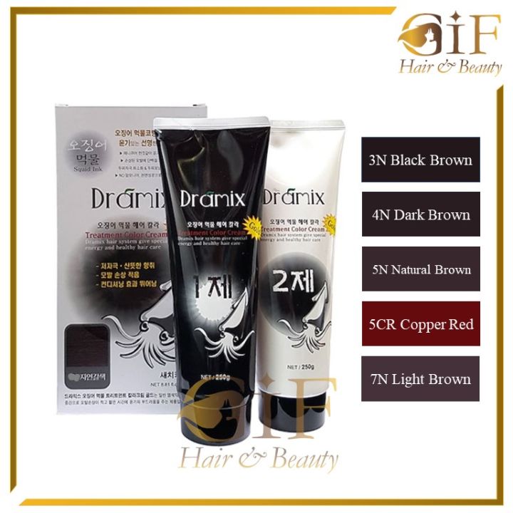 Dramix Squid Ink Treatment Color Cream Hair Dye (250g x2) | Lazada