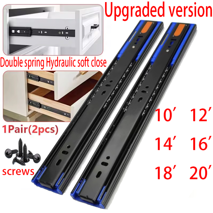 2Pcs Drawer Guide soft close Drawer Slide soft closing Roller Full ...