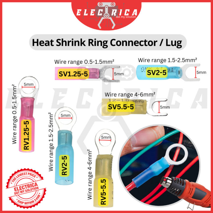 Heat Shrink Insulated Lug Terminal RV Ring Type SV Fork Type Crimp Lug ...