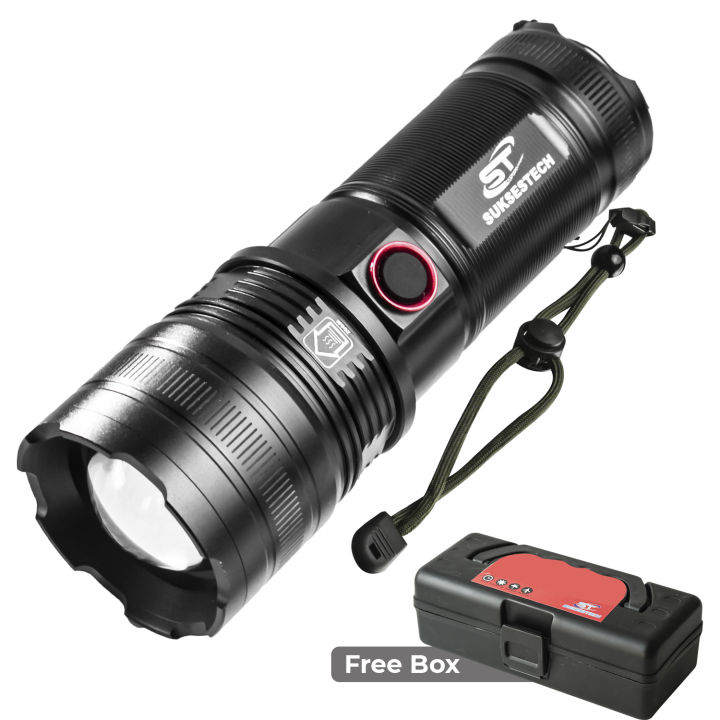 Senter ZOOM LED Super Terang Best Quality 2000 Lumens Waterproof Bahan Alumunium - XA-B702 ...