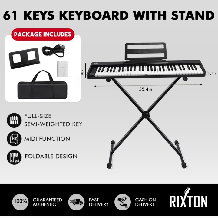 RIXTON Foldable 61 Keys Keyboard Folding Piano Keyboard With Full Size ...