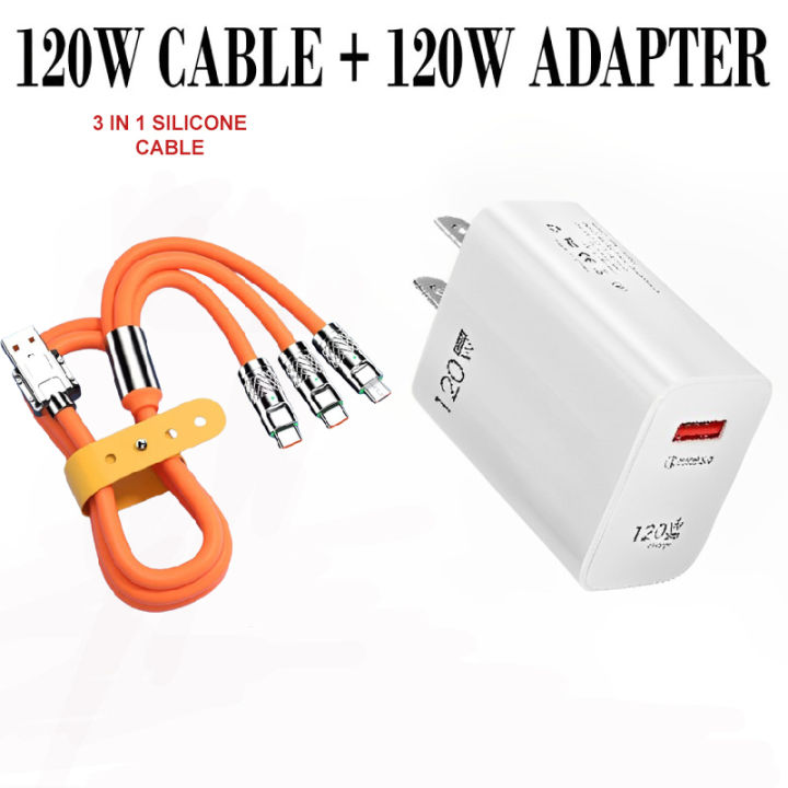 High Quality 2 in 1 Set Charger 120W Adapter With 3 in 1 Liquid ...