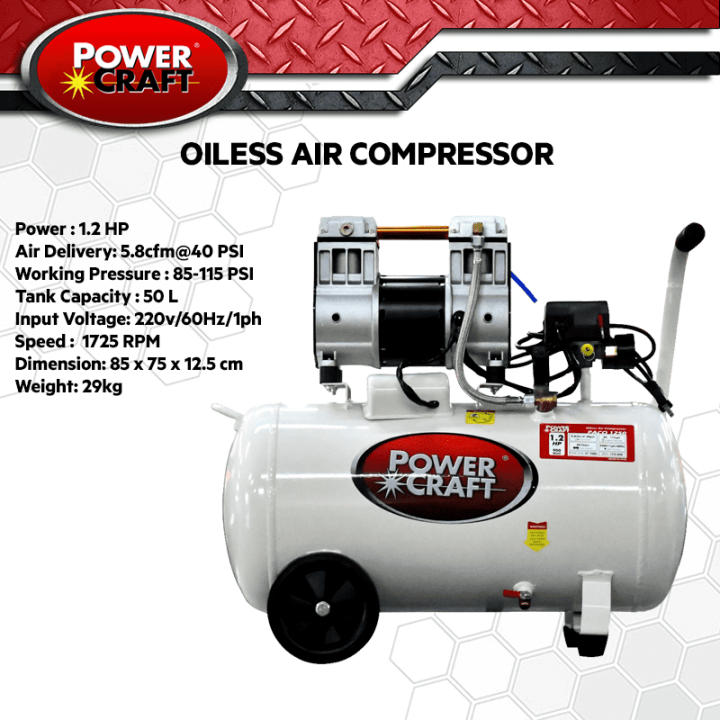 PowerCraft - 1.2HP Oil less Air Compressor Silent Type | Lazada PH