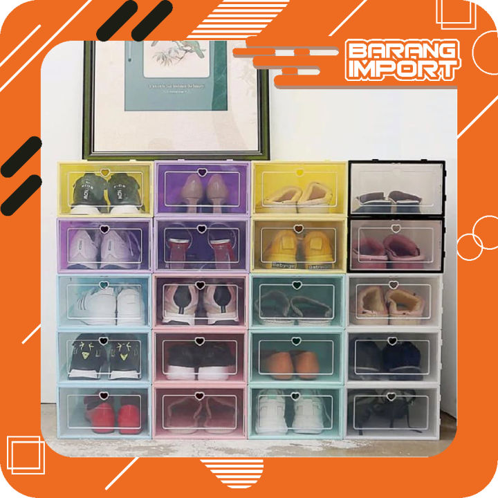 BI - Kotak Sepatu Transparan Tebal Serbaguna Shoes Box Tempat ...