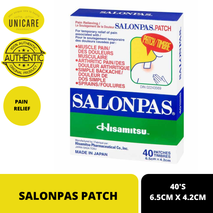 PAIN RELIEVING SALONPAS PATCH 40'S | Lazada