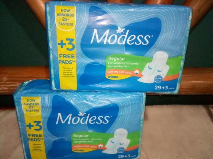 Modess cottony soft cover with wings regular 29+3 pads | Lazada PH