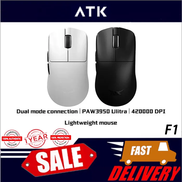 ATK F1 Wired/Wireless Dual-Mode Mouse PAW3950 Hole Less Lightweight ...