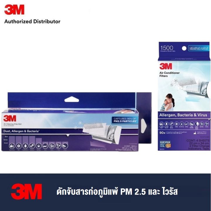 3M™ Bacteria AC Filter 9809, White, แผ่นกรองสิ่งแปลกปลอมในอากาศ สำหรับใส่เครื่องปรับอากาศ, ดัก ...