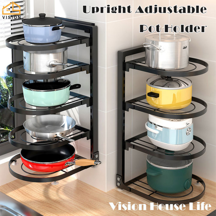 Vision Kitchen Wall-mounted Pot Rack Multi-functional Stand Storage ...