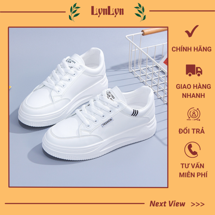 Giày thể thao nữ basic đế bằng cao 4cm êm chân đi học đi làm đi chơi ...