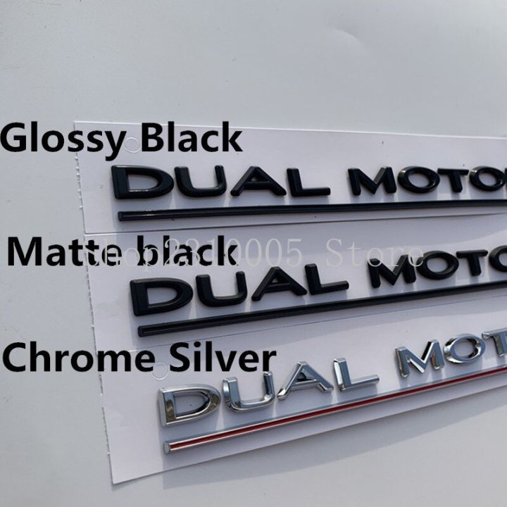 DUAL MOTOR Underlined Letters Emblem for Tesla Model 3 P100D Logo Car ...